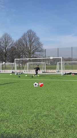 Goalie training session on a sunny day