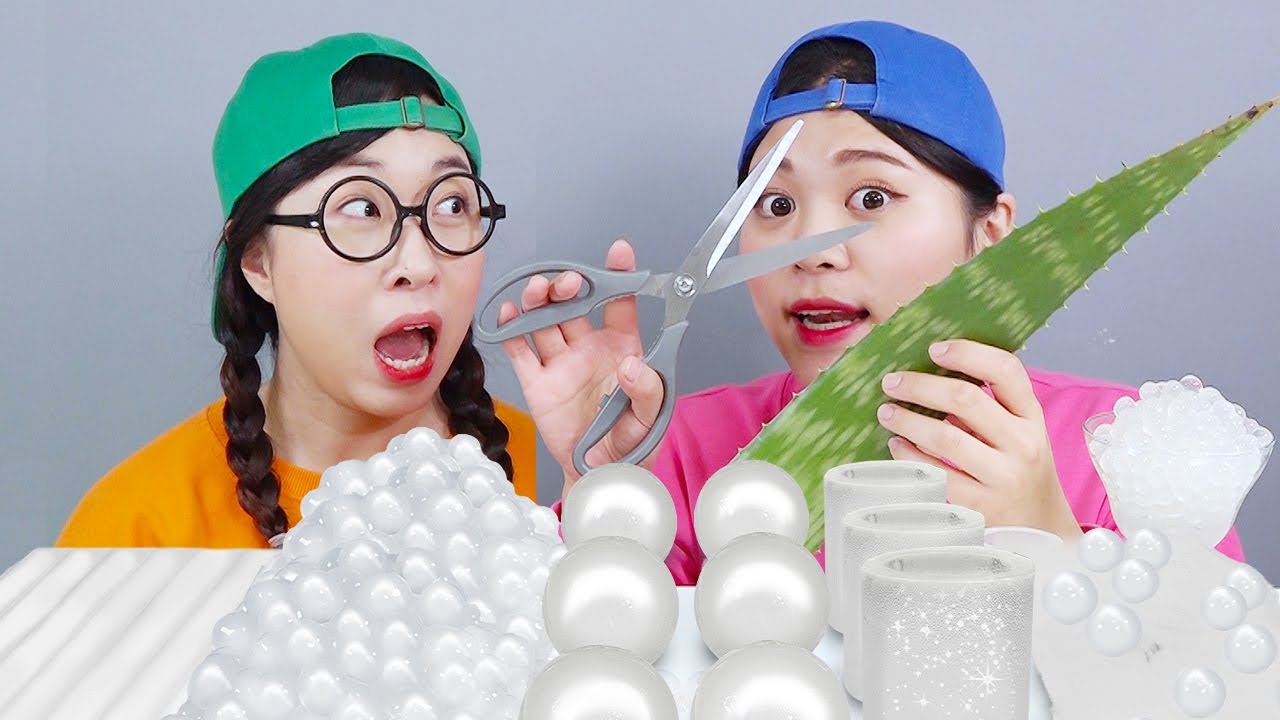 Makanan yang jelas popping boba lidah buaya jeli mukbang DONA