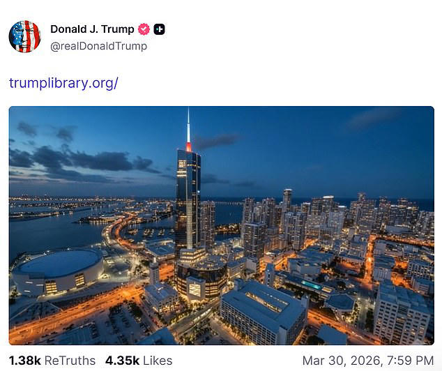 Trump teases design for 50-story presidential library complete with ...