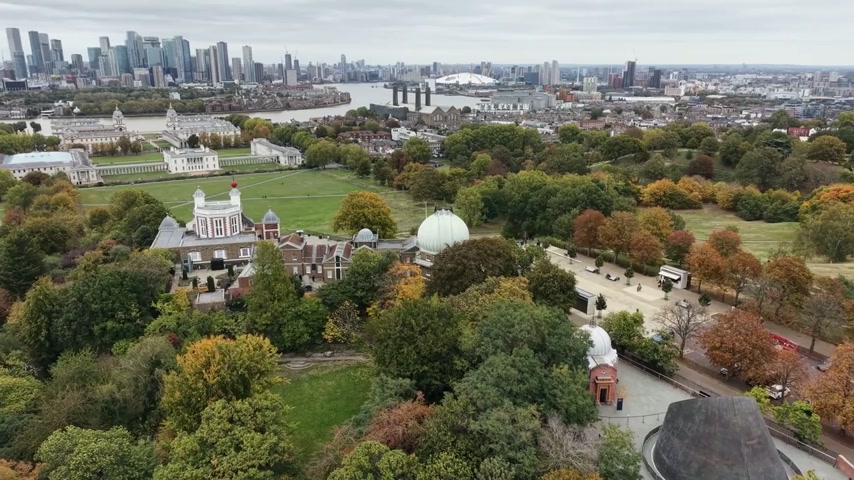 Greenwich, UK: Drone views of the world's prime meridian line