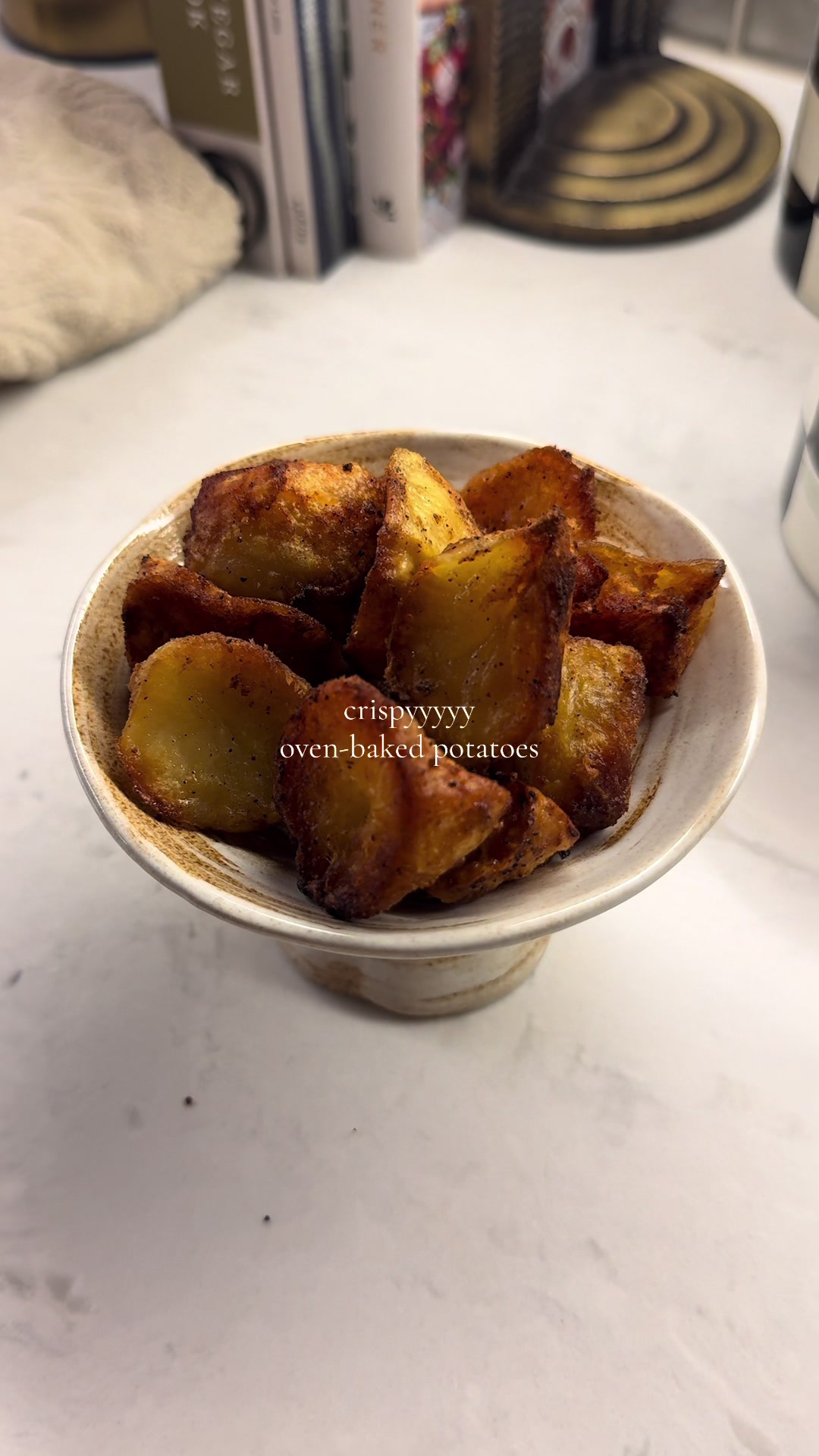 Perfectly crispy golden brown oven baked potatoes tasty food aesthetic ...