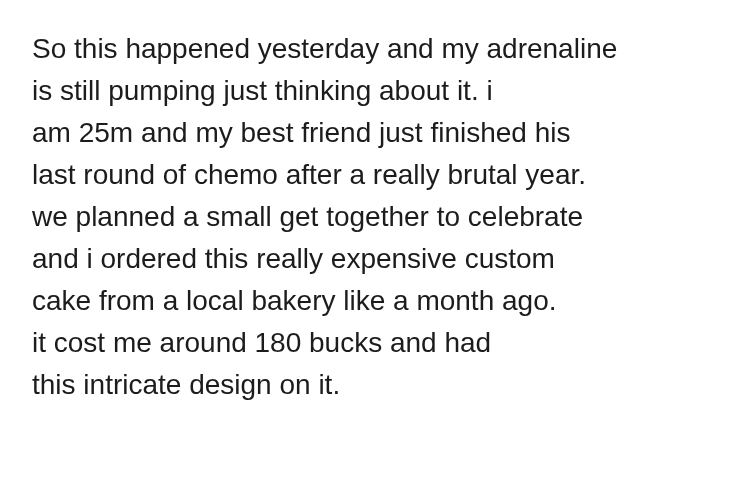 Woman attempted to take a cancer survivor’s cake after forgetting her own