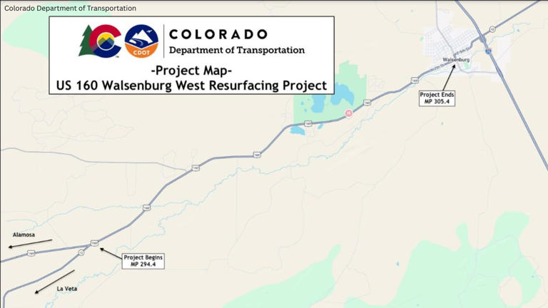 Road resurfacing project to begin along Highway 160 west of Walsenburg