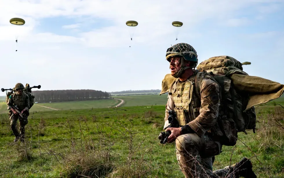 British troops take part in UK's largest parachute drop in more than a ...