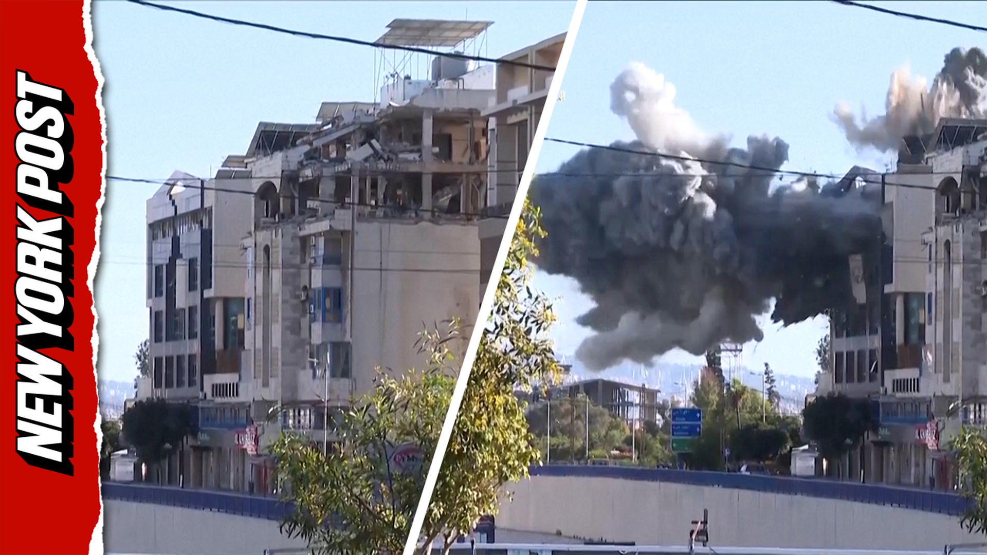 Watch moment building explodes in Beirut from Israeli strike
