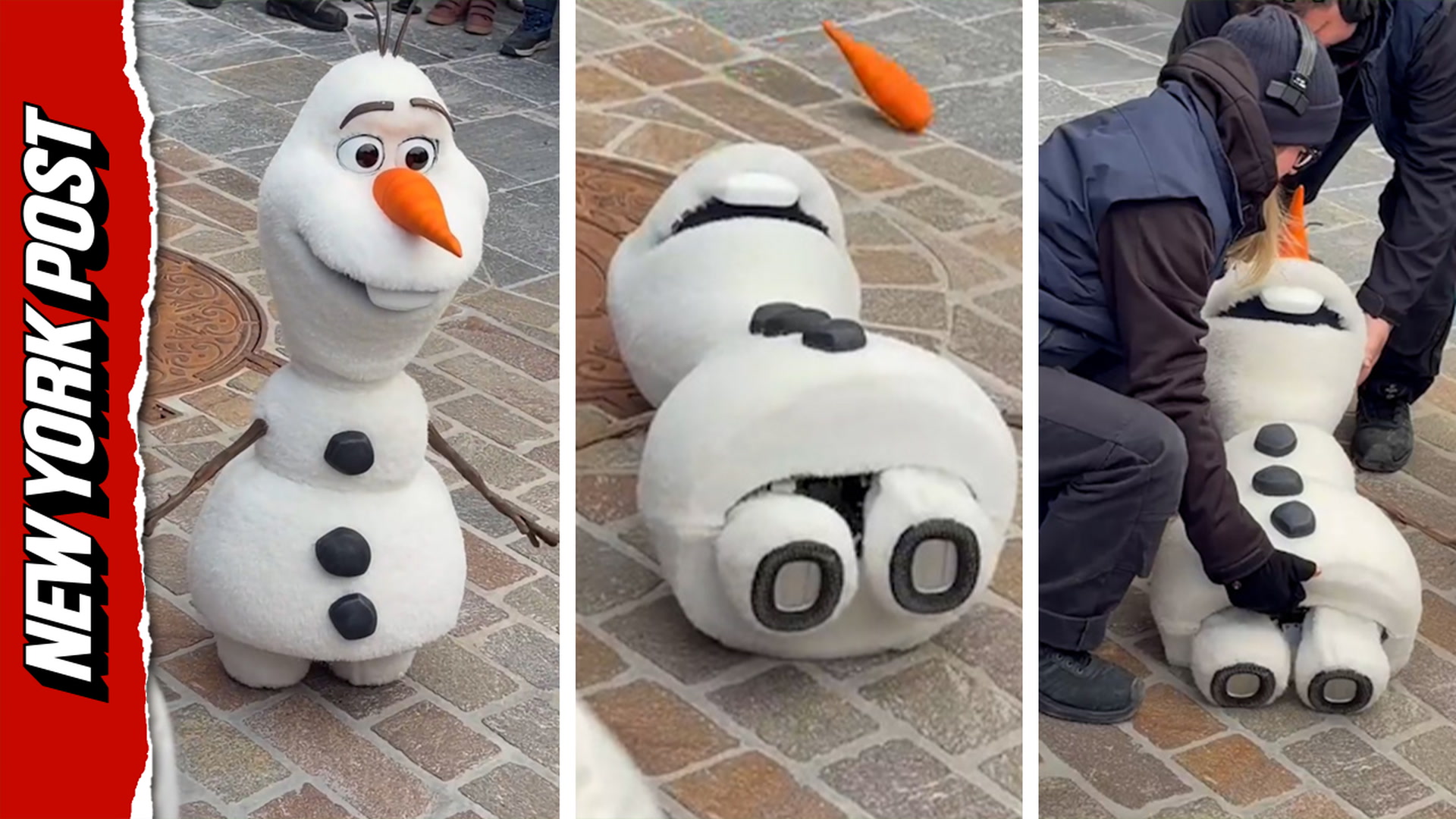 Olaf takes a tumble: Disney robot malfunctions on debut