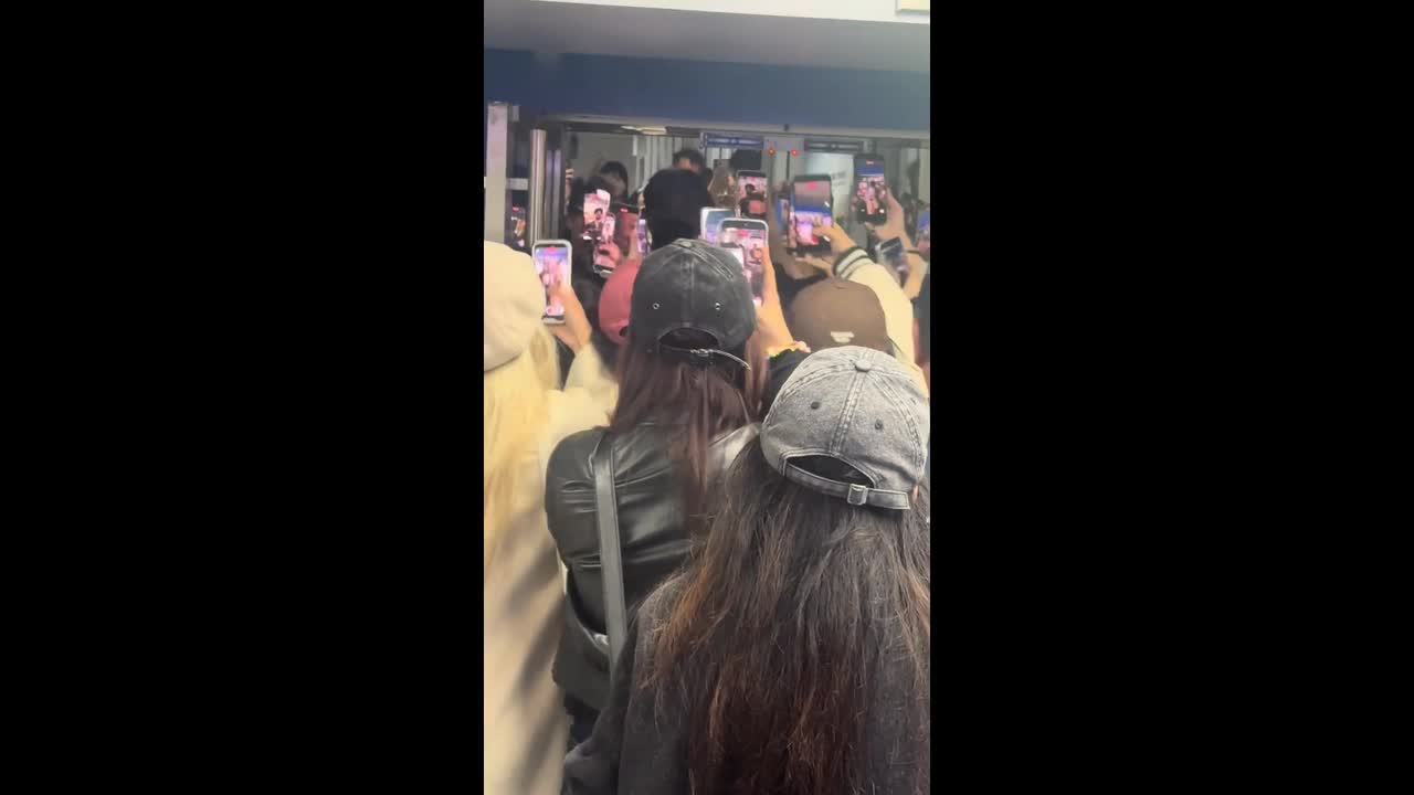 Chinese celebrity mobbed by fans at airport in chaotic arrival scene