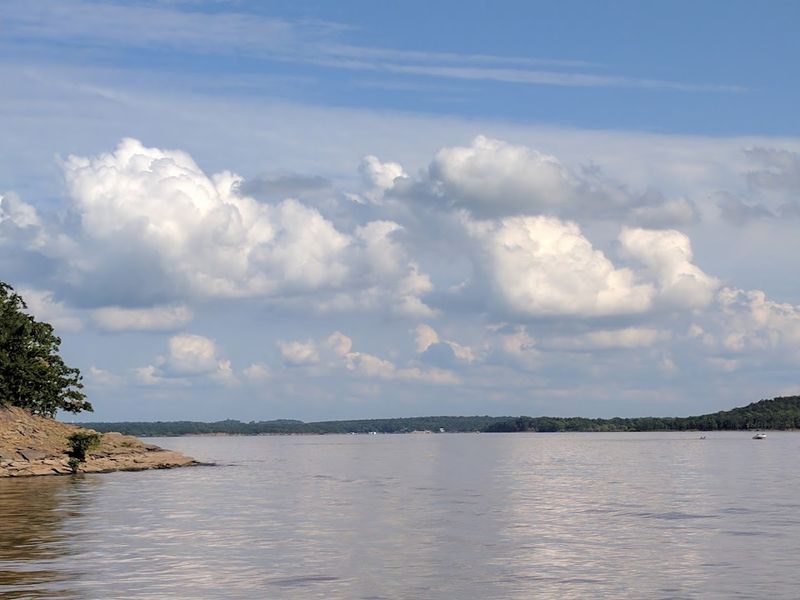 Oklahoma lake that used to stretch for miles now reveals mud flats