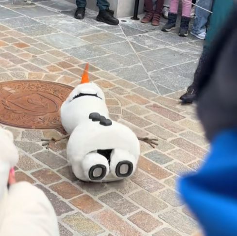 Disney's new roaming Olaf animatronic crashes out in front of a crowd