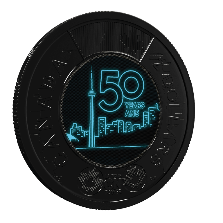 Canada's new $2 coin is a light blue toonie celebrating the CN Tower ...
