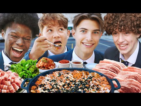 British students experience Korean BBQ for the first time! (Samgyeopsal ...