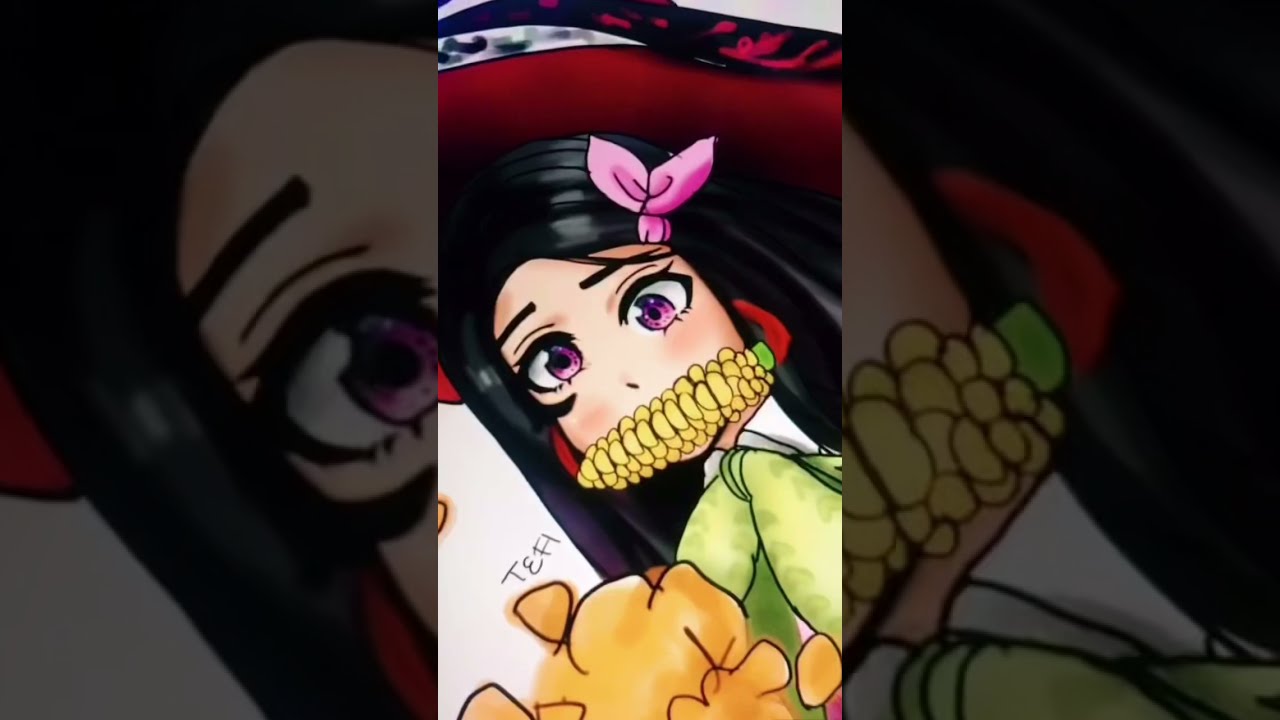 ¡El reto de los ojos simétricos! Dibujando a Nezuko de Kimetsu no Yaiba ...