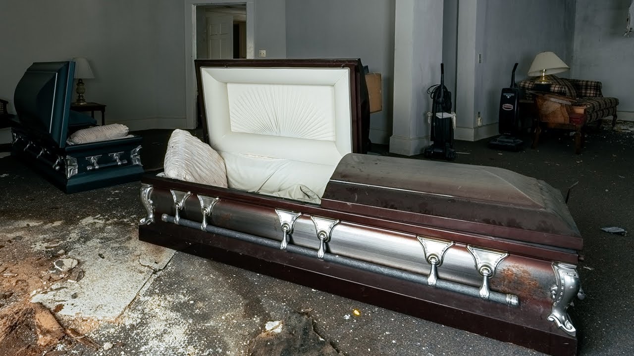 The family lived in this abandoned funeral home with everything inside