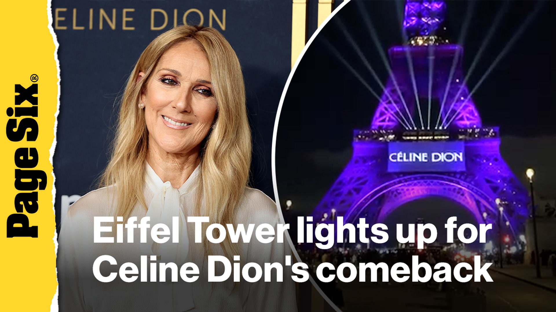 Iconic moment Eiffel Tower lights up as Celine Dion announces comeback