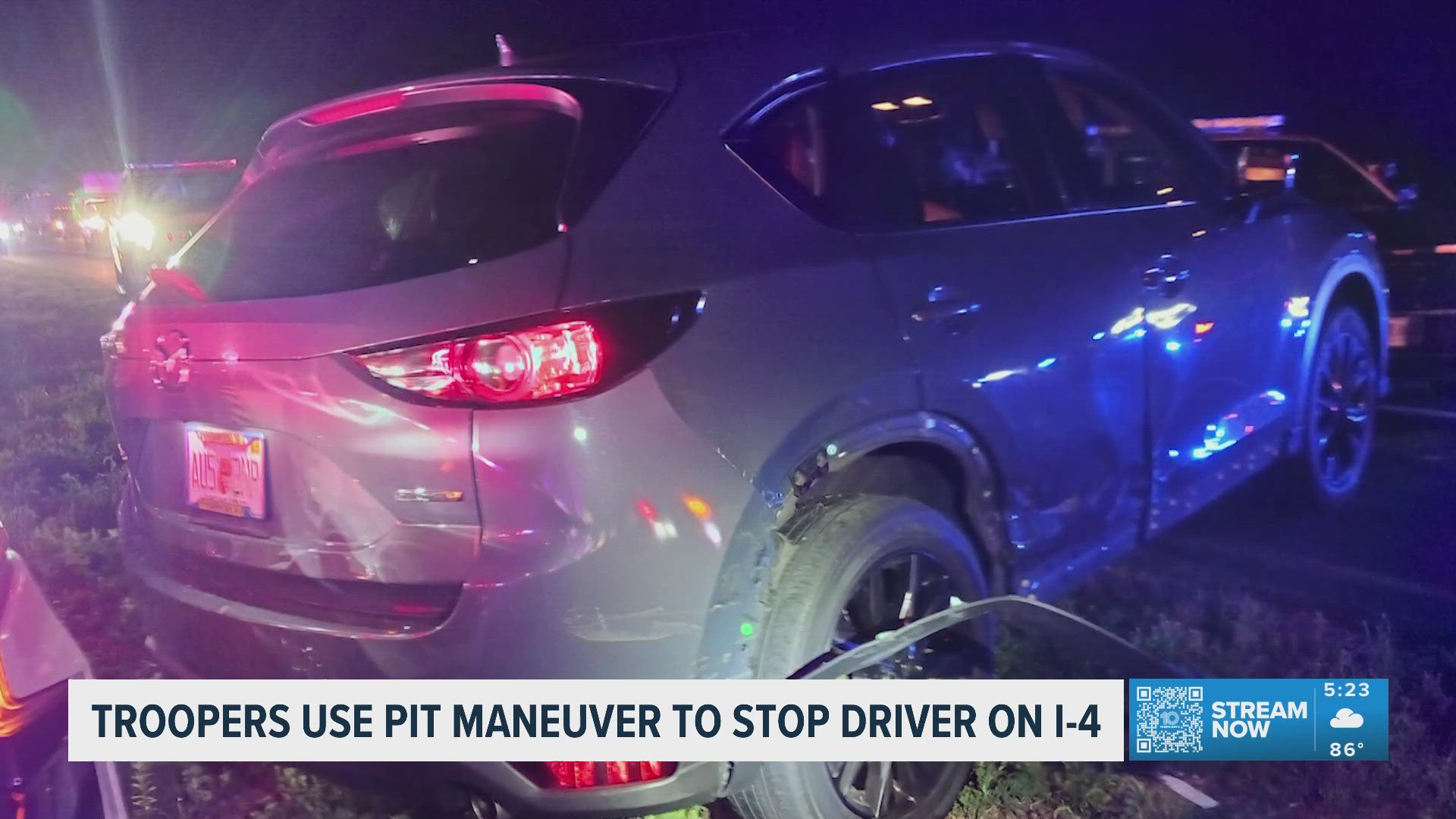 Florida Highway Patrol troopers use pit maneuver to stop driver on I-4