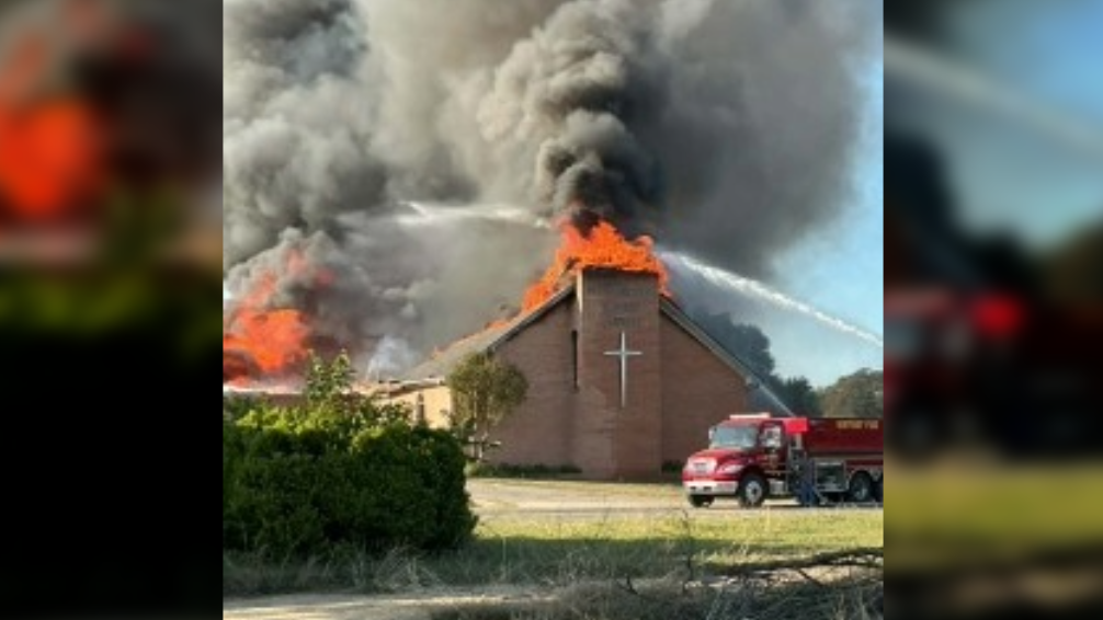 Massive fire tears through Fort Graham Baptist Church near Whitney ...
