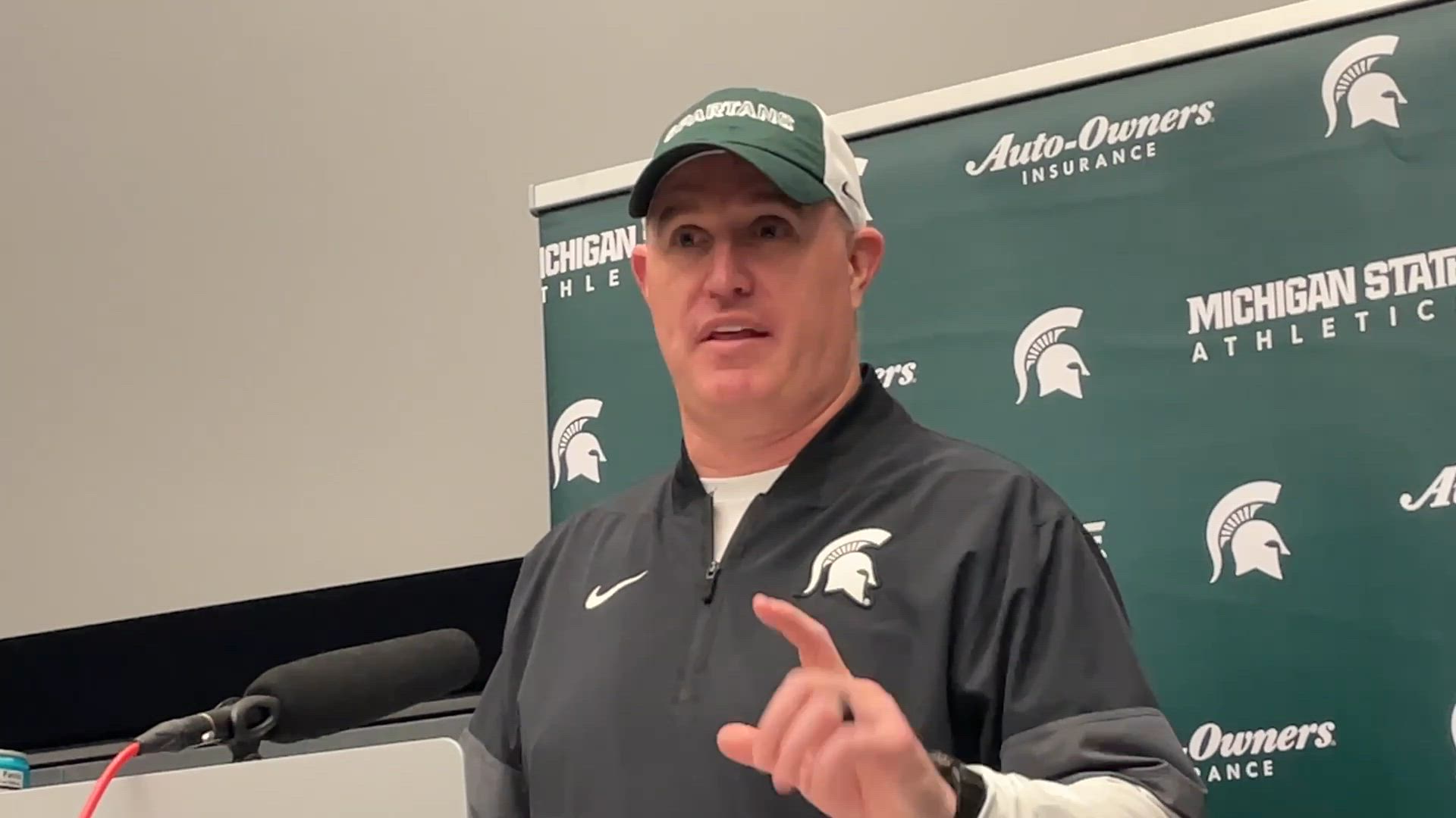 Michigan State Spartans head football coach Pat Fitzgerald on ...
