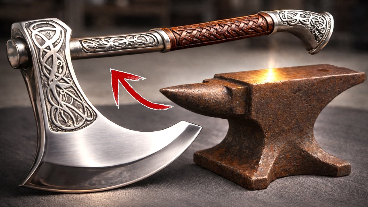 I forged a Celtic axe from an old anvil 🪓