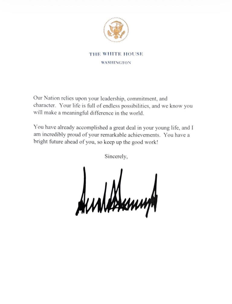 President Trump writes letter back to local classroom