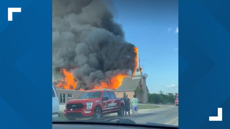 Multiple fire departments battle fire at church near Whitney
