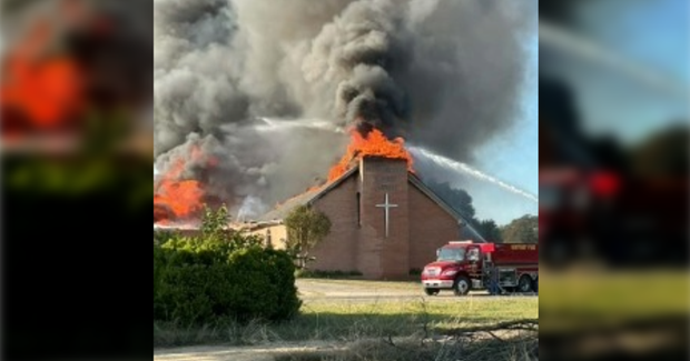 Massive fire tears through Fort Graham Baptist Church near Whitney ...