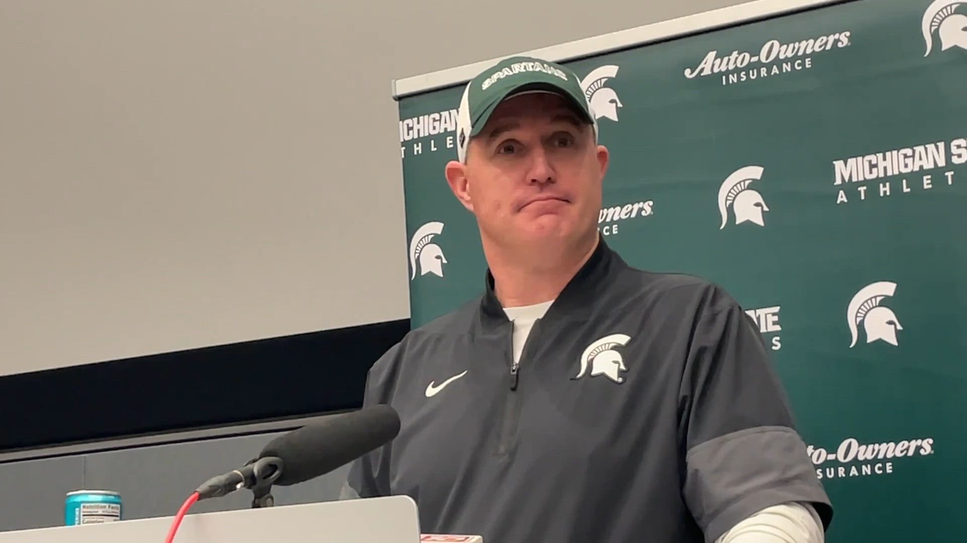 Michigan State Spartans head football coach Pat Fitzgerald on game day ...
