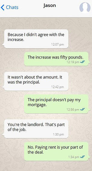 Landlord's infuriating text exchange as his tenant racks up an eye ...