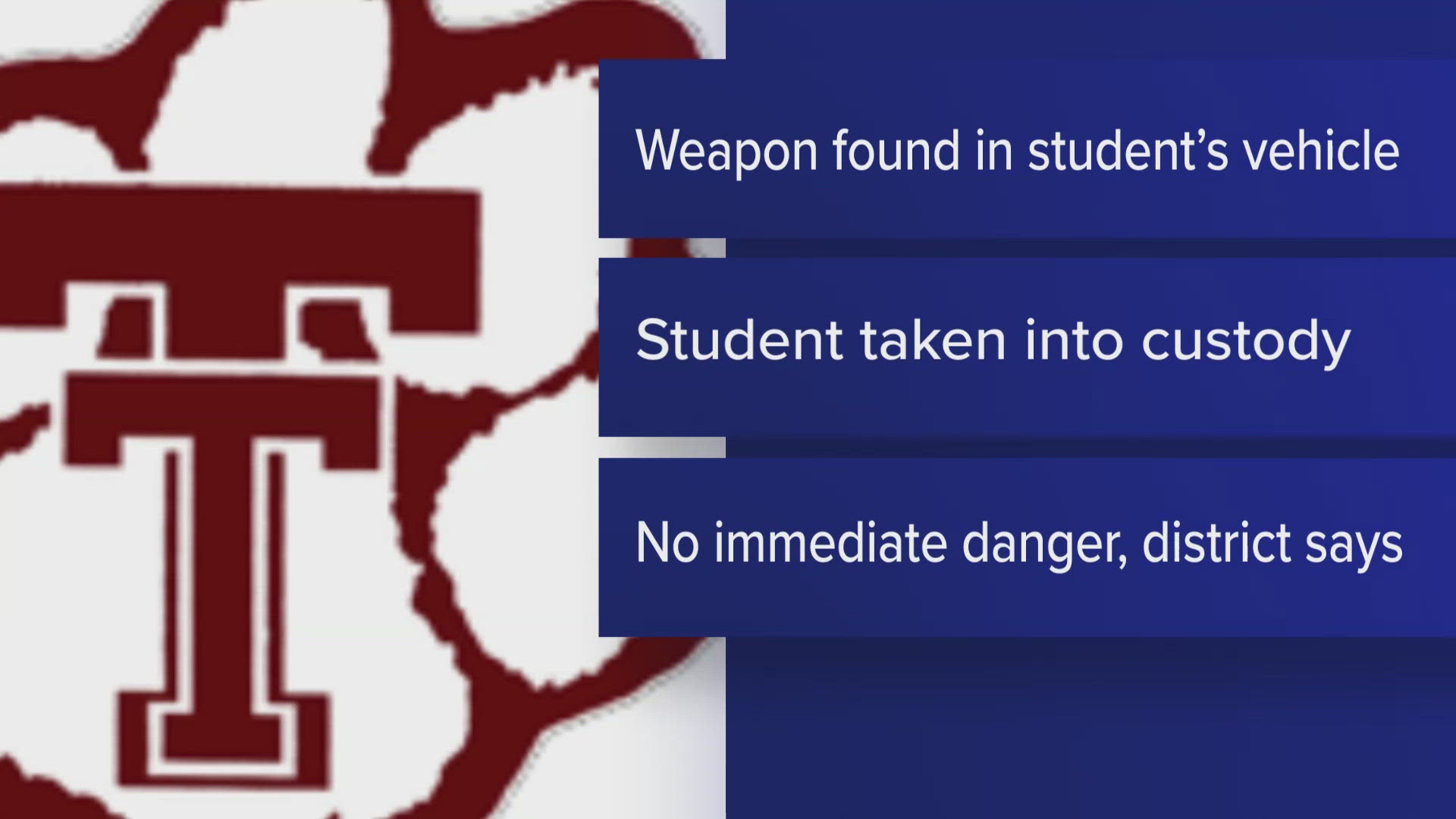 18-year-old Troup ISD student in custody after weapon found in vehicle