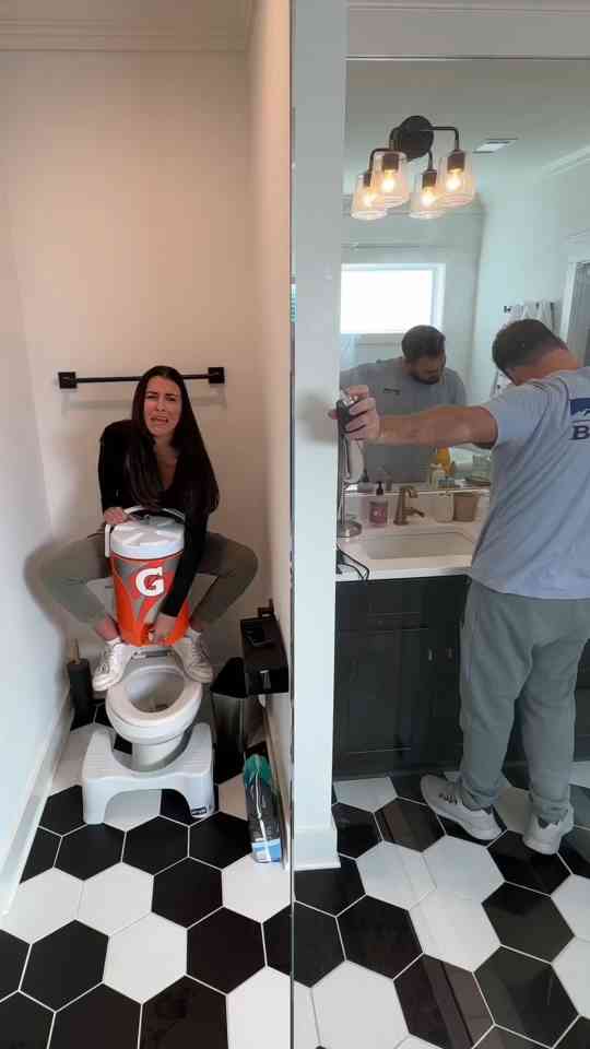 Wife pranks husband on toilet part two
