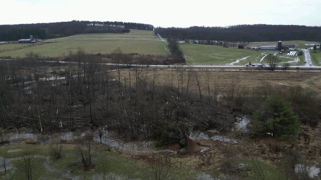 Drone footage captures flooding, downed trees following severe weather