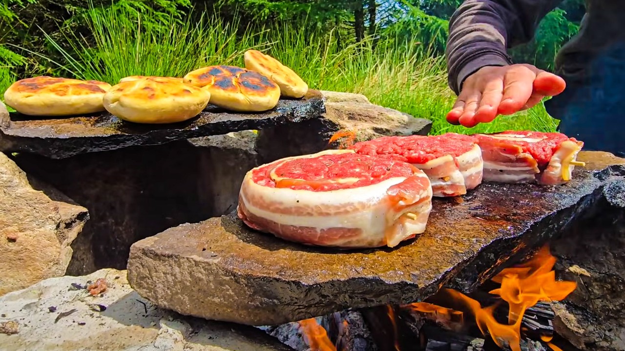 This is what happened when we tried cooking a burger on a rock