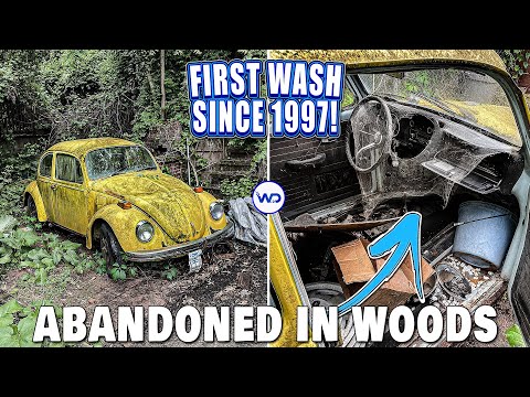 Abandoned VW Beetle found in woods gets first wash since 1997
