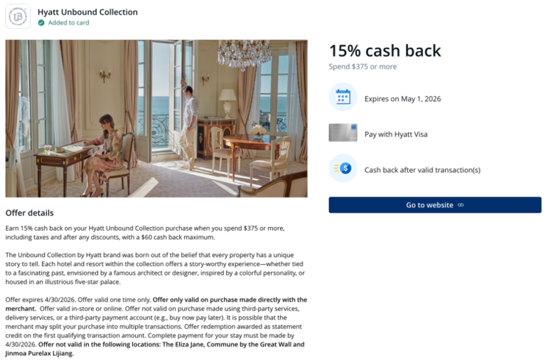 New Chase offers for up to 20% cash-back at Hyatt brands [Targeted]
