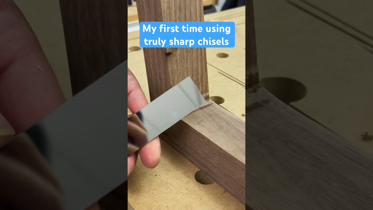 My first time using truly sharp chisels #handtools #workshop #woodworking