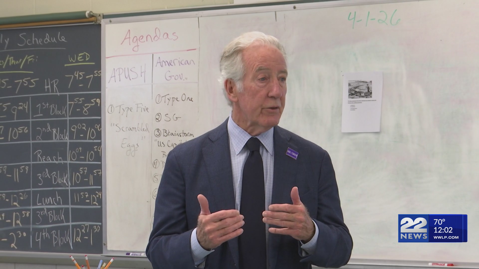 Neal visits Holyoke High School, praises student goals