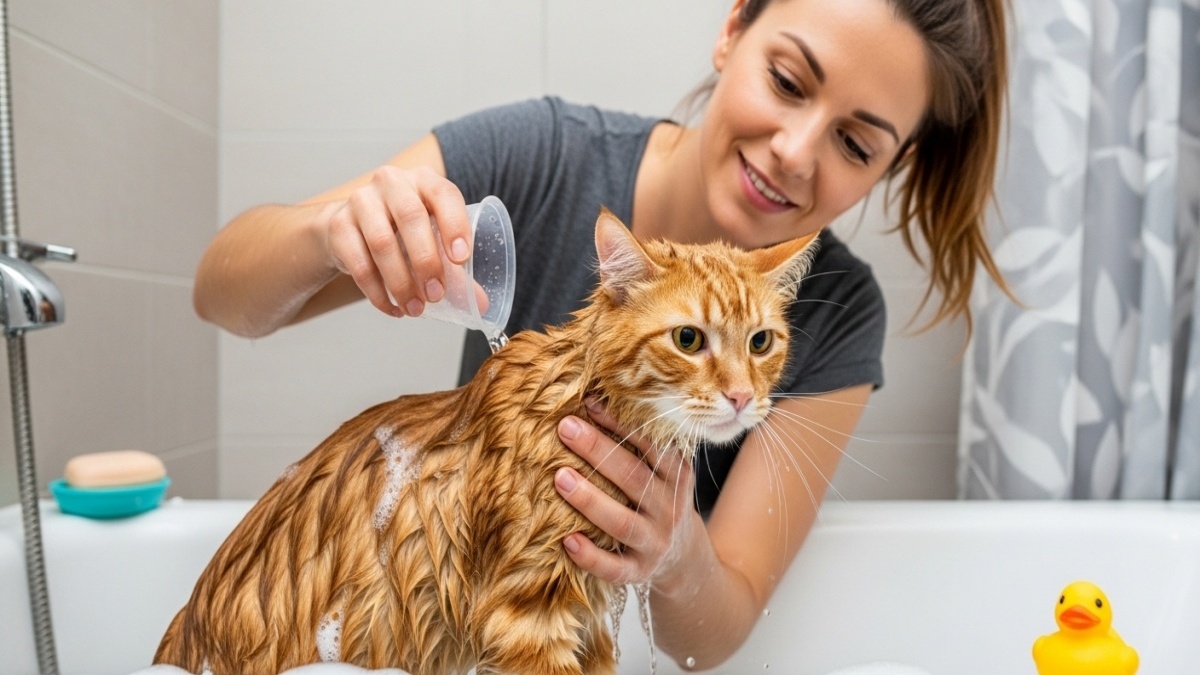 How to bathe your cat without making them hate you (step by step)