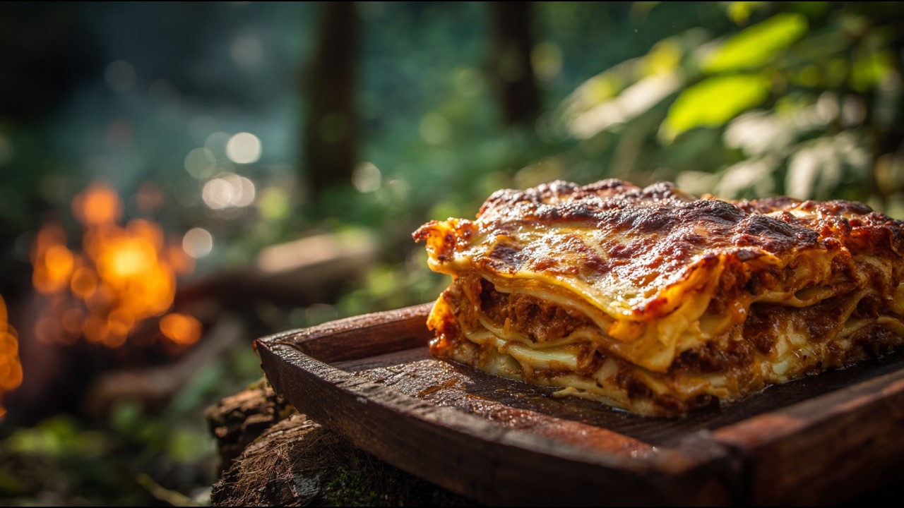 I cooked lasagna over an open fire 🔥