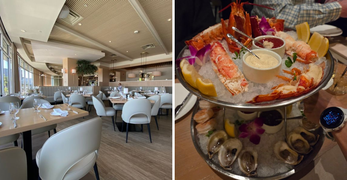 This Indiana seafood spot features floor-to-ceiling windows overlooking ...