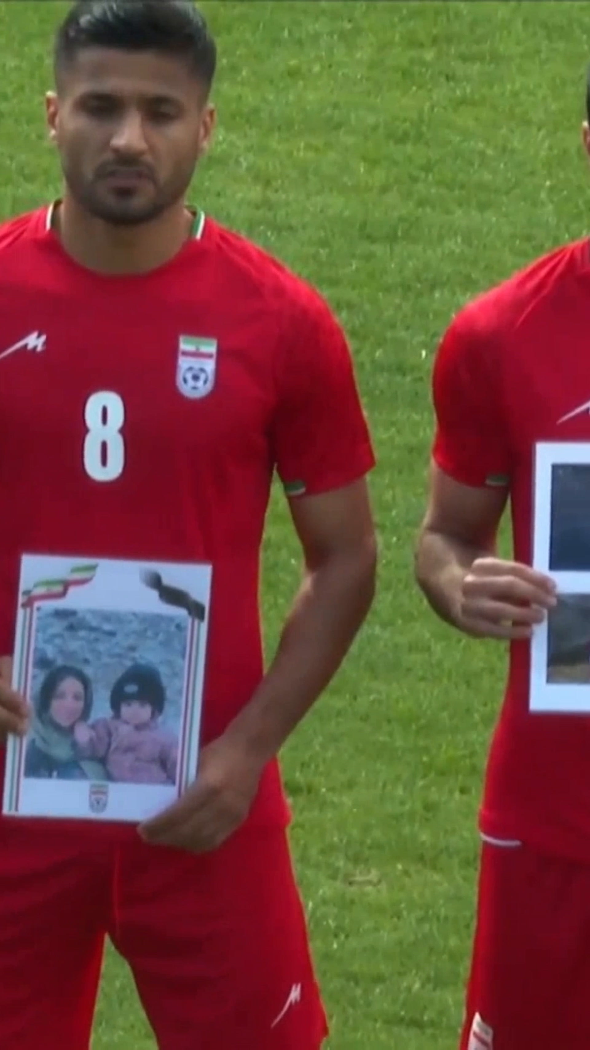 Iran footballers hold pictures of children killed in US-Israel strikes ...