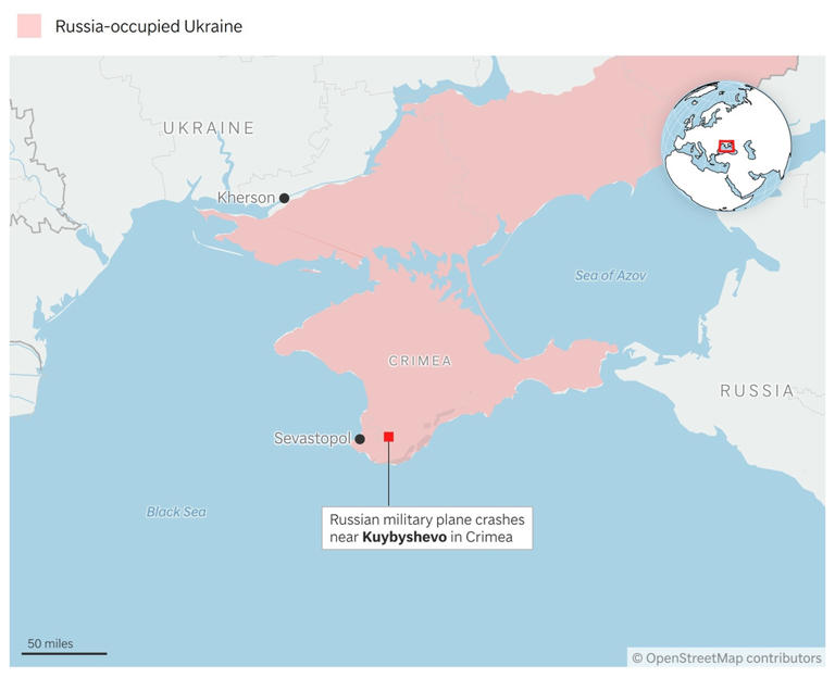 Russian military plane crashes in Crimea, killing 29 people on board
