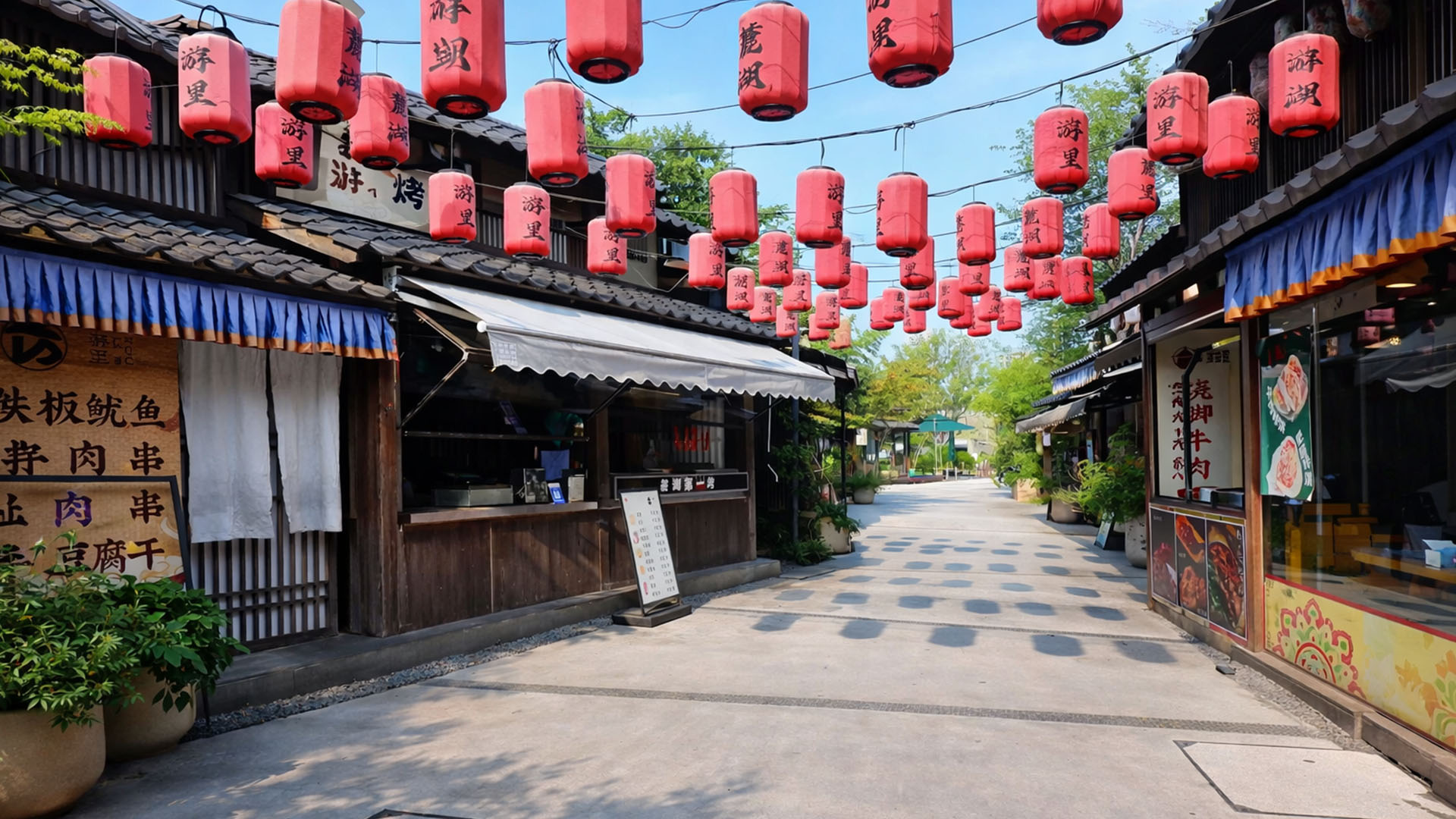 A traditional shopping street inside a wealthy community in China