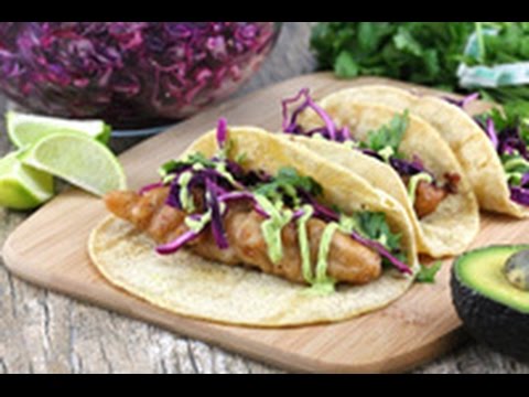 Crispy soda-battered fish tacos | Easy family recipe with avocado crema