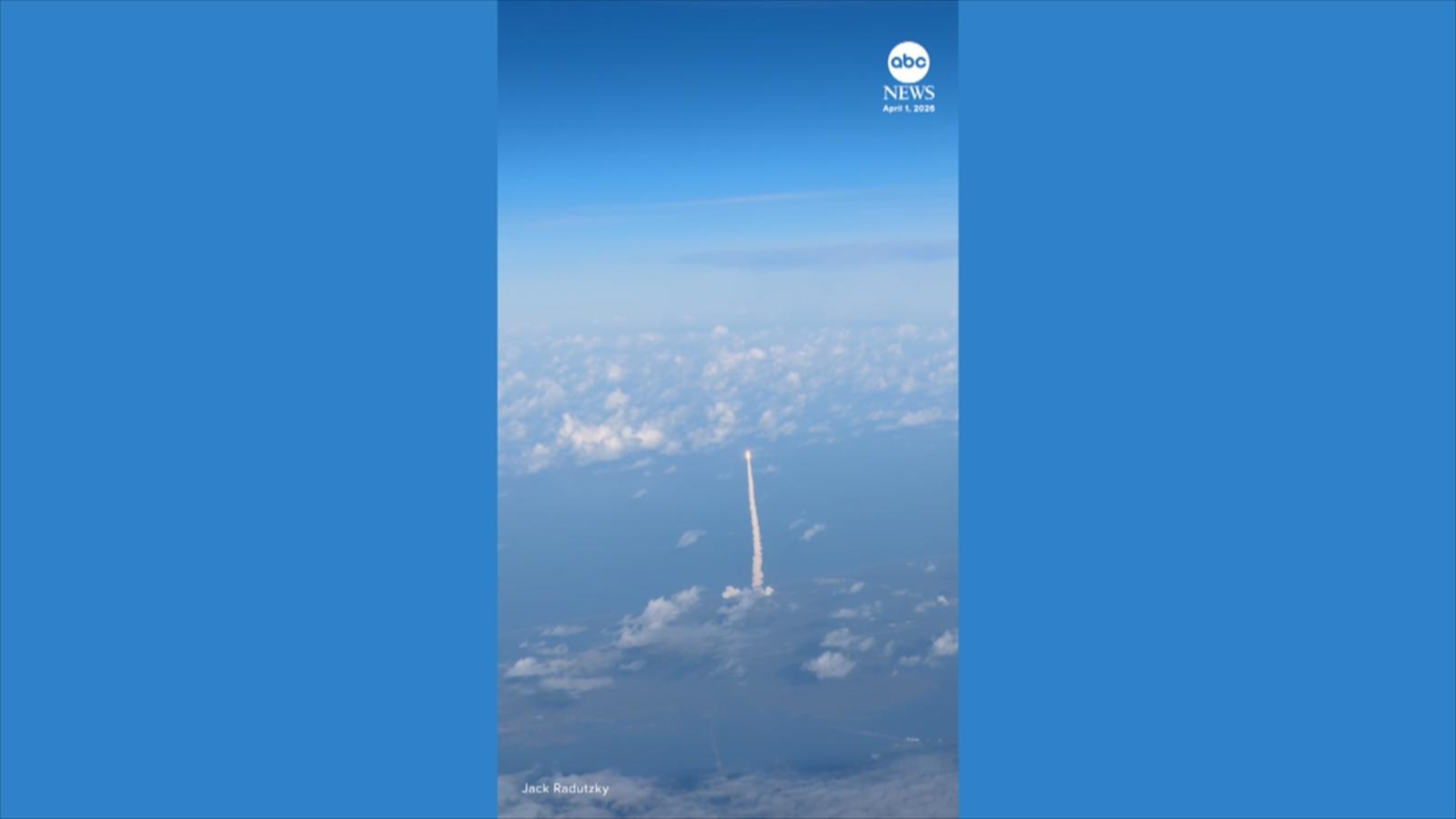 Artemis II launch visible from commercial aircraft