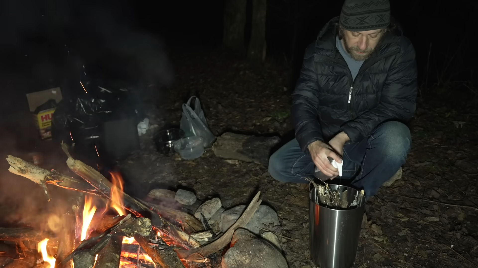 I started a fire with steel wool and hand sanitizer then my trash can ...
