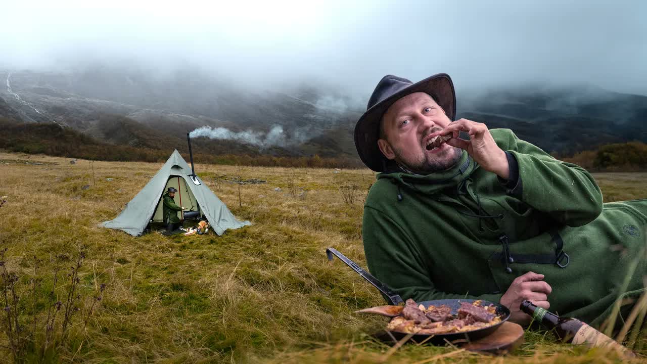 Adventure in Norway's wilderness - he is alone in the tent