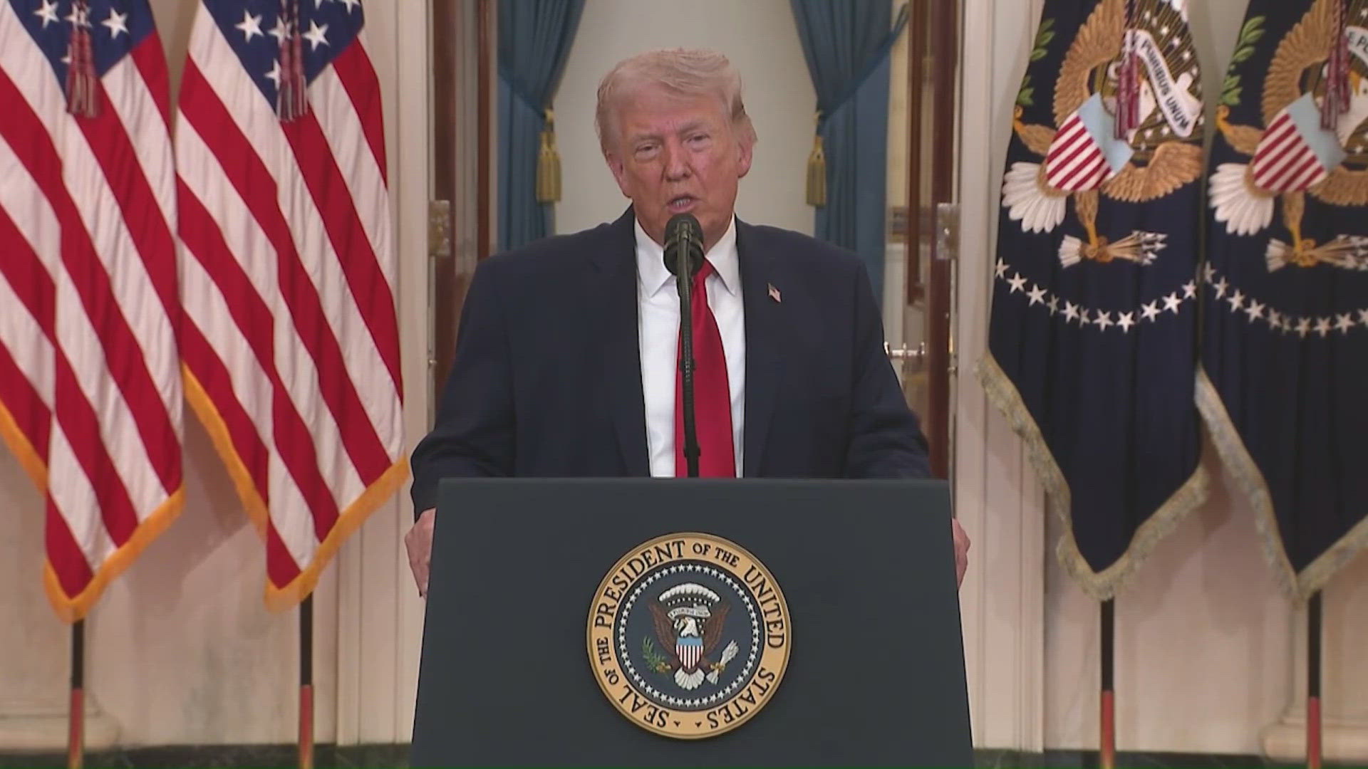 President Donald Trump says US 'on track' to end Middle Eastern conflict