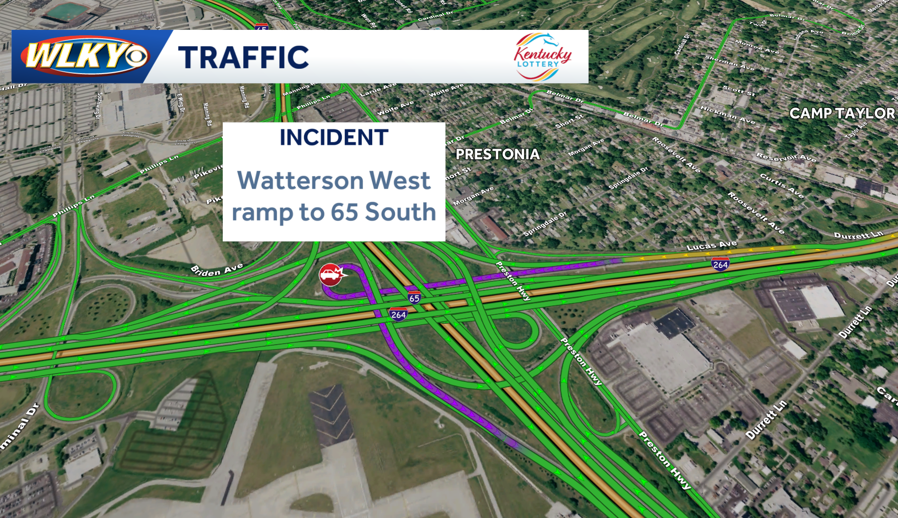 Overnight ramp closure on Watterson after semi crash