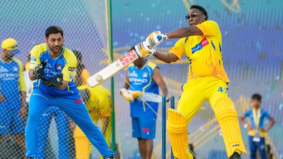 MS Dhoni shakes leg with DJ Bravo at CSK's Roar 2026 event in Chepauk ...