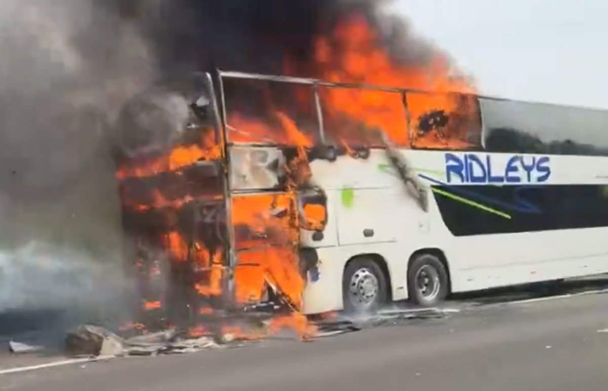 Coach on fire stops M6 traffic ahead of Carabao Cup final at Wembley
