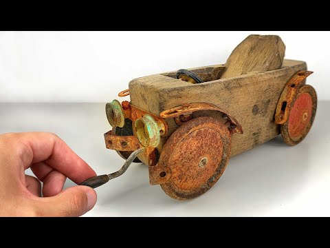 I built a unique wooden toy car! 🚗